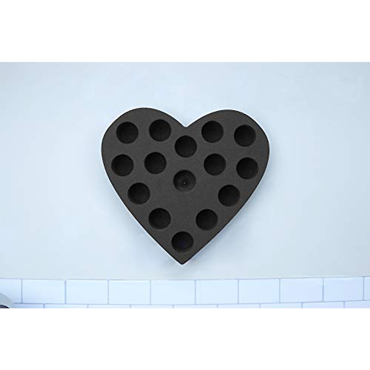 Polar Whale Coffee Pod Wall Mount Hanging Organizer Heart Storage Tray Compatible with Keurig K-Cup for Kitchen Home Office Display Stand Waterproof Washable Black Foam 15 Compartment