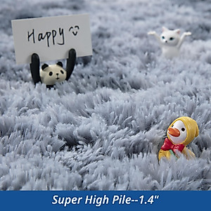 Modern Plush Area Rug 9x12, Ultra Soft Tie Dye Large Faux Fur Area Rug for Bedroom Living Room, Non-Skid Indoor Carpet for Kids Playroom Home Decor, Grey