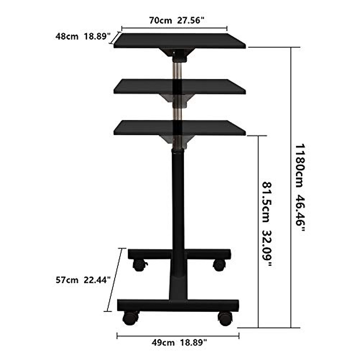 Height Adjustable Laptop Desk Mobile Standing Desk Multi-Function Home Office Moveable Desk with Wheels Black…