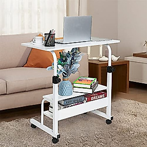 Computer-Desk Office-Desk, Small-Folding Gaming-Laptop Home-Office Desks for Small Spaces, Writing Study Desk Table with Storage for Home Bedroom, Adjustable Height 32×16×25-36 inches (White)