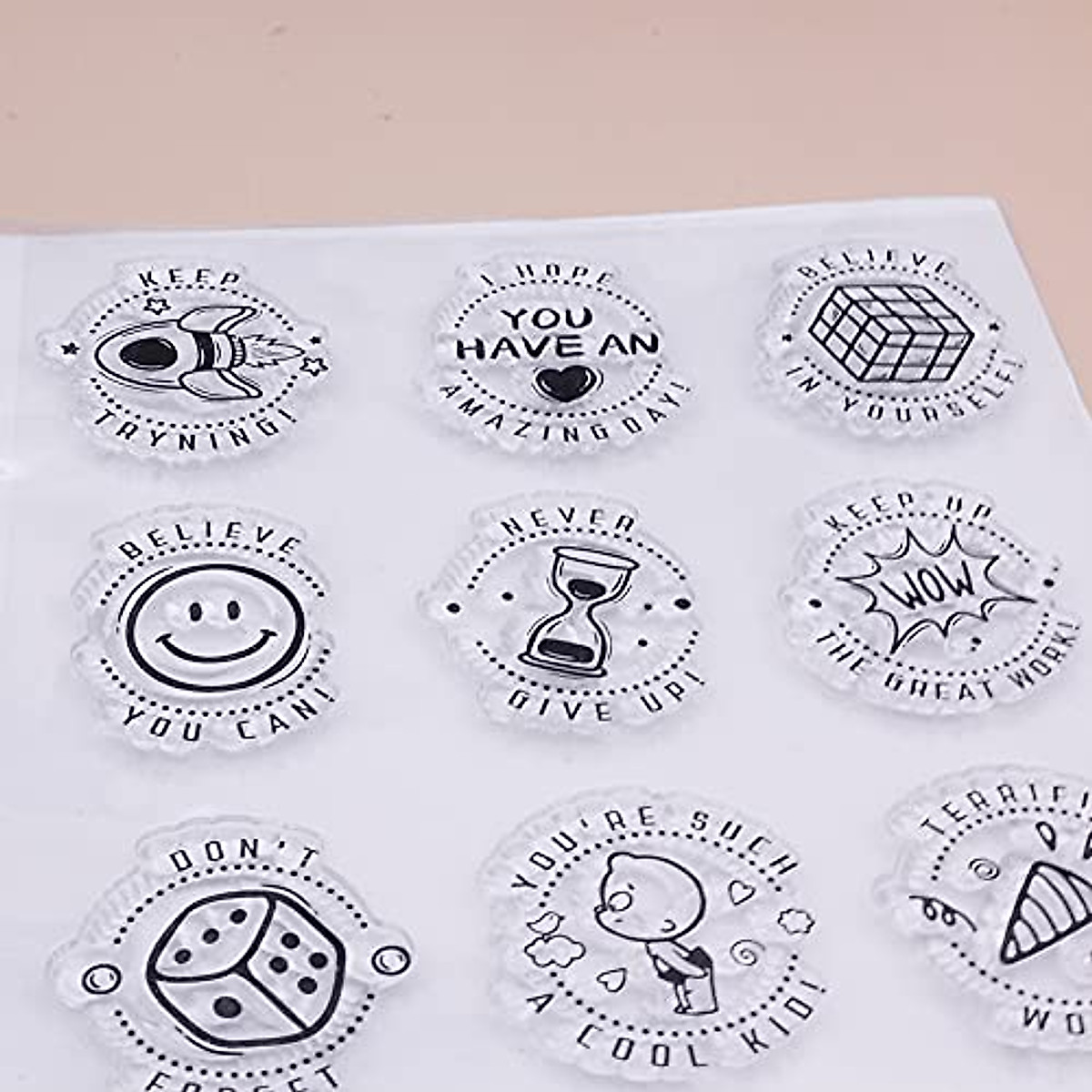 ljhnba Exquisite Encourage Silicone Clear Stamp Small Pattern Background Rubber Seal Transparent Stamper for DIY Scrapbooking Transparent Stamper for Card Making