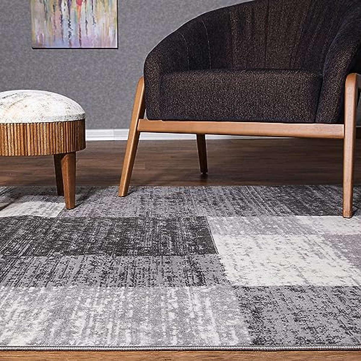 Rugshop Oslo Modern Geometric Boxes Area Rug 7'10" x 10' Gray