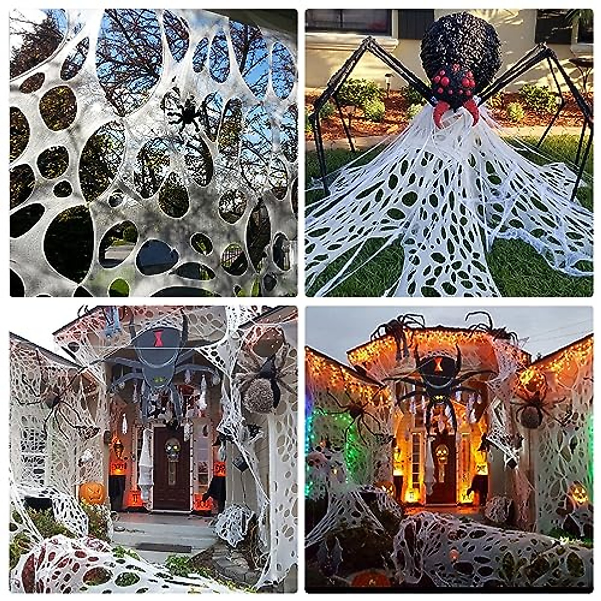 Daboot Halloween Giant Spider Web Decorations - 480sqft Halloween Gauze Spiders Web Decor Stretchy Cobwebs for Indoor Outdoor & Yard Creepy Decor (DIY- No Holes)