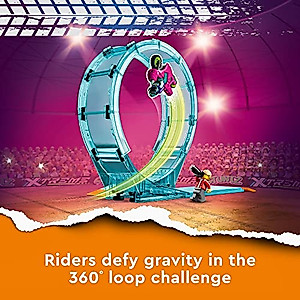 LEGO City Stuntz Ultimate Stunt Riders Challenge 60361, 3in1 Stunts for 1 or 2 Player Action, with 2 Flywheel-Powered Toy Motorcycles for Kids, 2023 Set