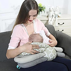 DFD Duoduo Multi-Function Breast Feeding Pillow Maternity Nursing Pillow，Best for Mom,Adjustable Height, Grey