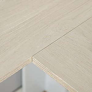 HOMCOM L-Shaped Computer Desk with Open Shelf and Storage Cabinet, Corner Writing Desk with Adjustable Shelf, White