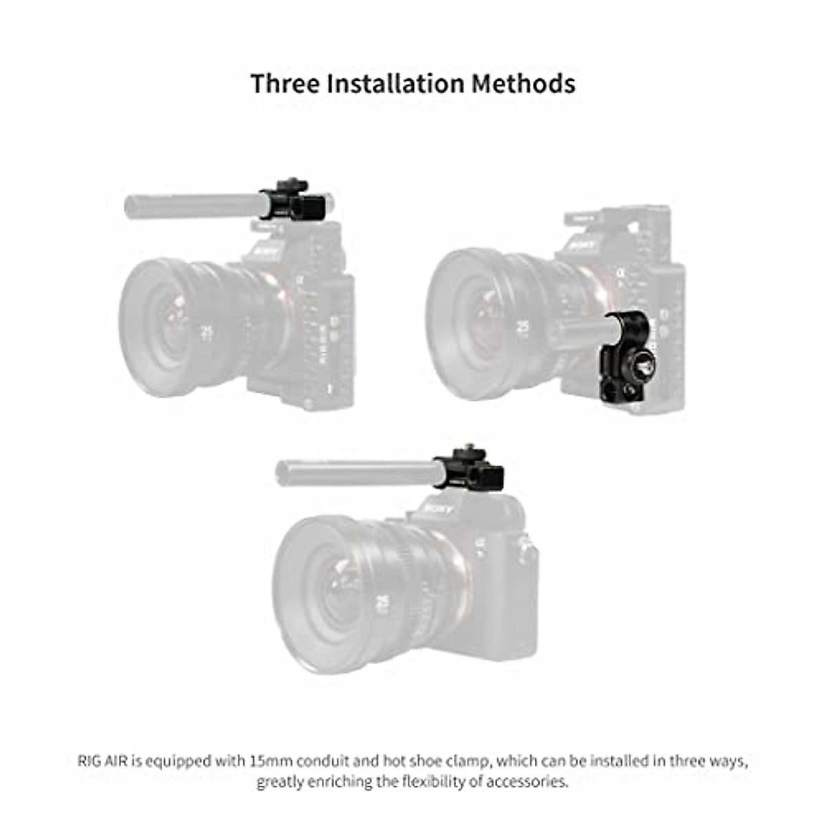 PDMOVIE Camera Half Cage, Compatible with Canon 5/6/7D, Sony A, Panasonic GH, Nikon D810, and Other Series Cameras, Comes with 2 Cold Shoe Sockets, Multiple 1/4 Inch Threaded Holes (RIG AIR)