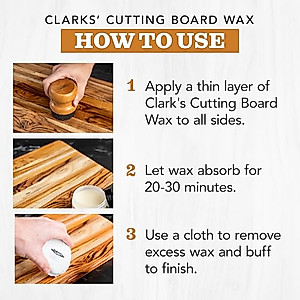 CLARK'S Bamboo Cutting Board Care Kit, Includes Mineral Oil (12oz) and Carnauba Beeswax (6oz) Enriched with Orange & Lemon Extract, Bamboo Cutting Board Oil Food Grade, Cutting Board Wax Bamboo