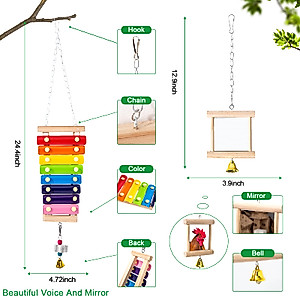 Hipykat 6 Packs Chicken Toys Set - with Chicken Xylophone Toy, Chicken Mirror, Chicken Ladder Bridge, Coop Swing, Vegetable Hanging Chicken Feeder, Chewing Foraging Toys, Accessories for Hens