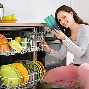 WETOWETO 20oz Insulated Stainless Steel Tumbler, Coffee Tumbler, Double Wall Vacuum Travel Coffee Mug, Powder Coated Leak-Proof Tumbler Cup for Home Office Travel (Green-Blue Gradient,1 Pack)