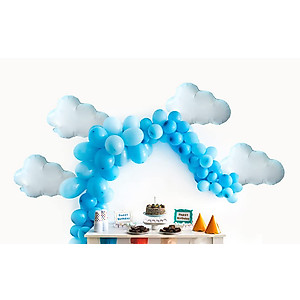 8PCS White Cloud Gender Reveal Baby Foil Balloon - Rainbow/Blue Sky White Clouds Party/Kids Baby Shower Party theme Birthday Party Decorations Supplies Favors （28 Inches）