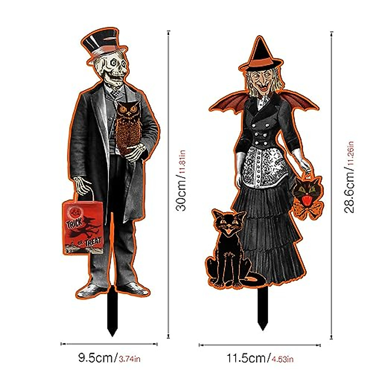 Halloween Yard Signs Mr Skeleton and Mrs Witch Decorative Yard Decorations Yard Sign Halloween Garden Decor Garden Stakes Scary Stakes for Patio, Yard, Lawn Halloween Party Decor 2 Pack