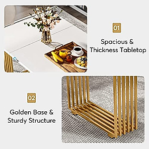 Tribesigns Modern Dining Table for 6-8 People, 70.8 Inches Long White Dining Room Table for Kitchen, Wood Kitchen Table with Gold Metal Legs, Rectangular Dinner Table for Dining Room, Family Gathering