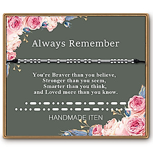 ASELFAD Always Remember Morse Code Bracelet Gifts for Women Inspirational Birthday 2024 Graduation Gifts for Her Women Daughter
