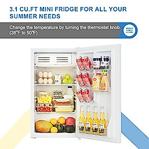 Frestec 3.1 CU' Mini Refrigerator, Compact Refrigerator, Small Refrigerator with Freezer, White (FR 310 WH)
