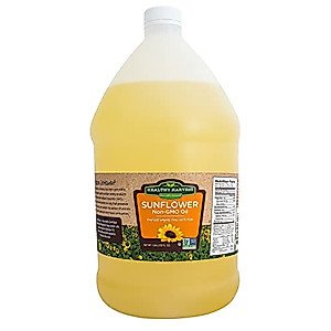 Healthy Harvest Non-GMO Sunflower Oil - Healthy Cooking Oil for Cooking, Baking, Frying & More - Naturally Processed to Retain Natural Antioxidants (One Gallon)