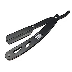 Men's Professional Black Steel Barber Men’s Folding Razor Knife Straight Edge Barbershop Razor Blade