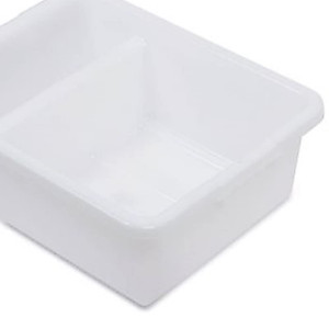 Soro Essentials- 7” Deep White Polyethylene Commercial Divided Bus Box Heavy Duty Plastic Restaurant Tub Dish Washing Box for Kitchen Organization Storage