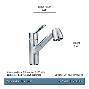 Moen Method Spot Resist Stainless Steel One-Handle Pullout Kitchen Faucet with High Spray Pressure, Kitchen Sink Faucets with Pull Out Sprayer, 7585SRS