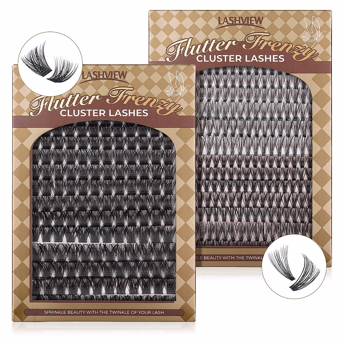 LASHVIEW Lash-Extension-Clusters 448pcs D Curl Lash Clusters Natural Look Cluster Lashes Extensions Super Thin Band & Soft Lashes Reusable 9-16mm MIX (56D+30D+40D)