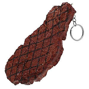ibasenice Artificial Roast Beef Keychain Holder 1:1 Pvc Creative Fake Steak Keychain Lifelike Food Model Keyring Imitation Meat Keychain for Backpack Purse