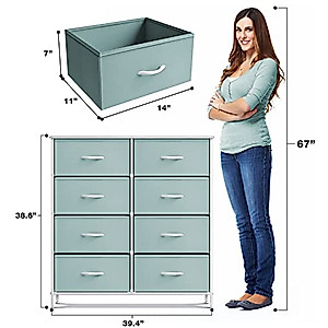 Sorbus Kids Dresser with 8 Drawers and 5 Drawer TV Stand Bundle - Matching Furniture Set - Storage Unit Organizer Chests for Clothing - Bedroom, Kids Rooms, Nursery, & Closet (Aqua)