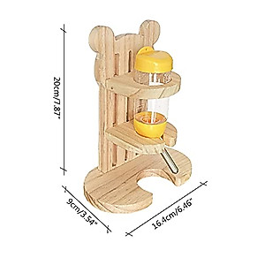 Water Bottle with Anti-Tipple Wood Holder 80ml Small Pet Auto Water Dispenser for Gerbil Cage Water Bottle with Stand for Guinea Pigs Small Pets Hamster Rodents