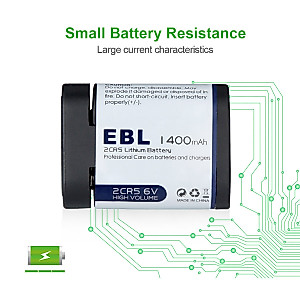 EBL 2CR5 Lithium Batteries, 6 Volt Photo Battery with PTC Protection Replacement for 245 DL245 EL2CR5 Kl2CR5