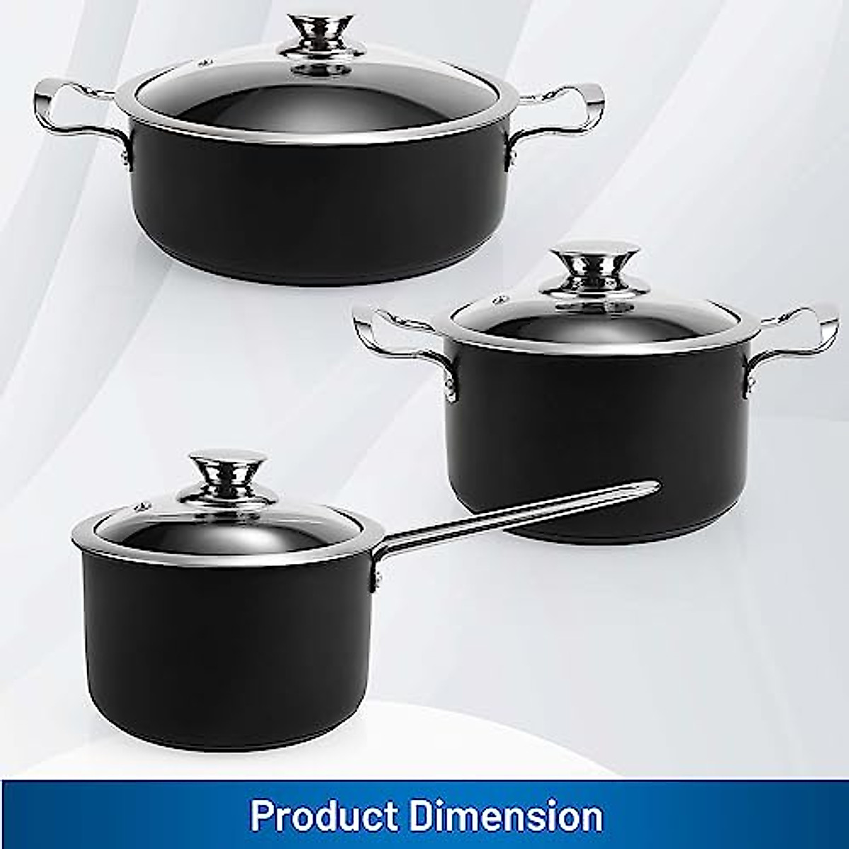 Induction Pots and Pans, Stainless Steel cookeware set 6pcs With Lid, Induction Cookware For Oven & Dishwasher Safe