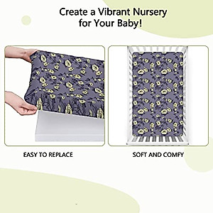 Roses Themed Fitted Mini Crib Sheets,Portable Mini Crib Sheets Toddler Bed Mattress Sheets-Baby Crib Sheets for Girl or Boy,24“ x38“,Dark Violet Ivory