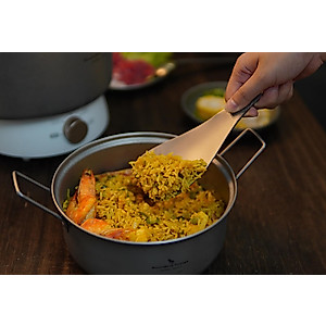 iBasingo Titanium Rice Paddle Serving Spoon Outdoor Camping Household Rice Shovel Portable Cooking Kit Ultra-light Scoop Rice Spoon Thickened Tableware Ti1079T