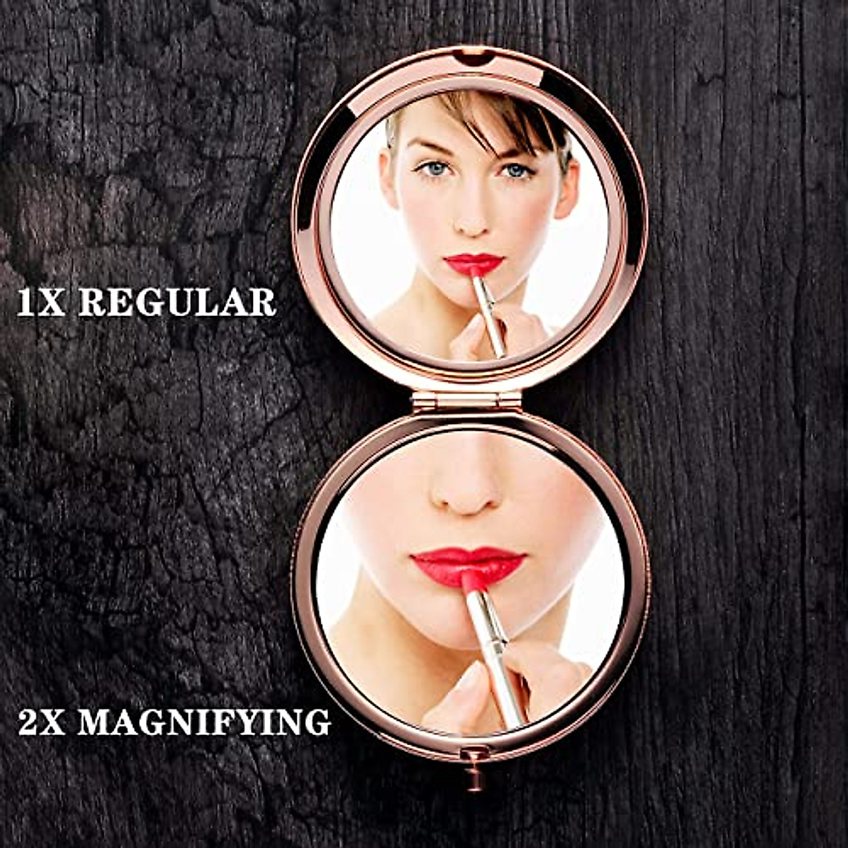 Daughter Gifts from Mom Dad for Rose Gold Compact Mirror,to My Girlfriend Gifts,Engraved Compact Mirror,Round Folding Mirror Handheld 2-Sided Mirror,1x/2x Magnification Compact Mirror.