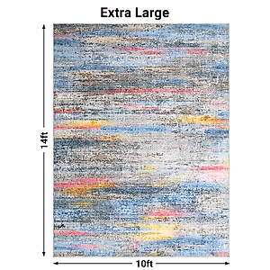 10x14 ft Area Rug for Living Room Extra Large Modern Style Floor Carpet with Non-Slip Backing for Office,Bedroom & Dining Room, Ombre Tonal Home Decor, Non-Shedding Soft Rug Machine Washable