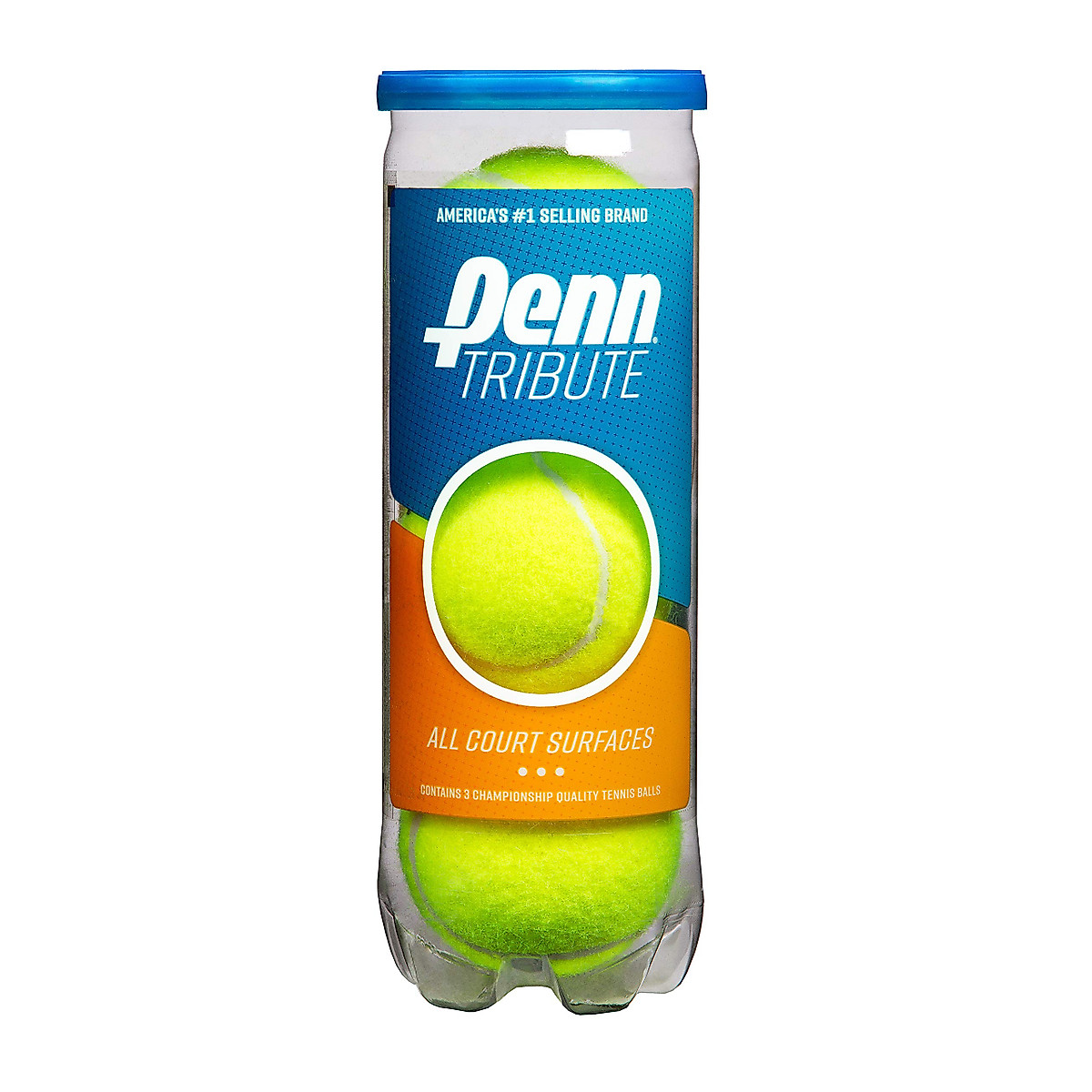 Penn Tribute All Courts Felt Pressurized Tennis Ball, 6 Cans, 18 Balls