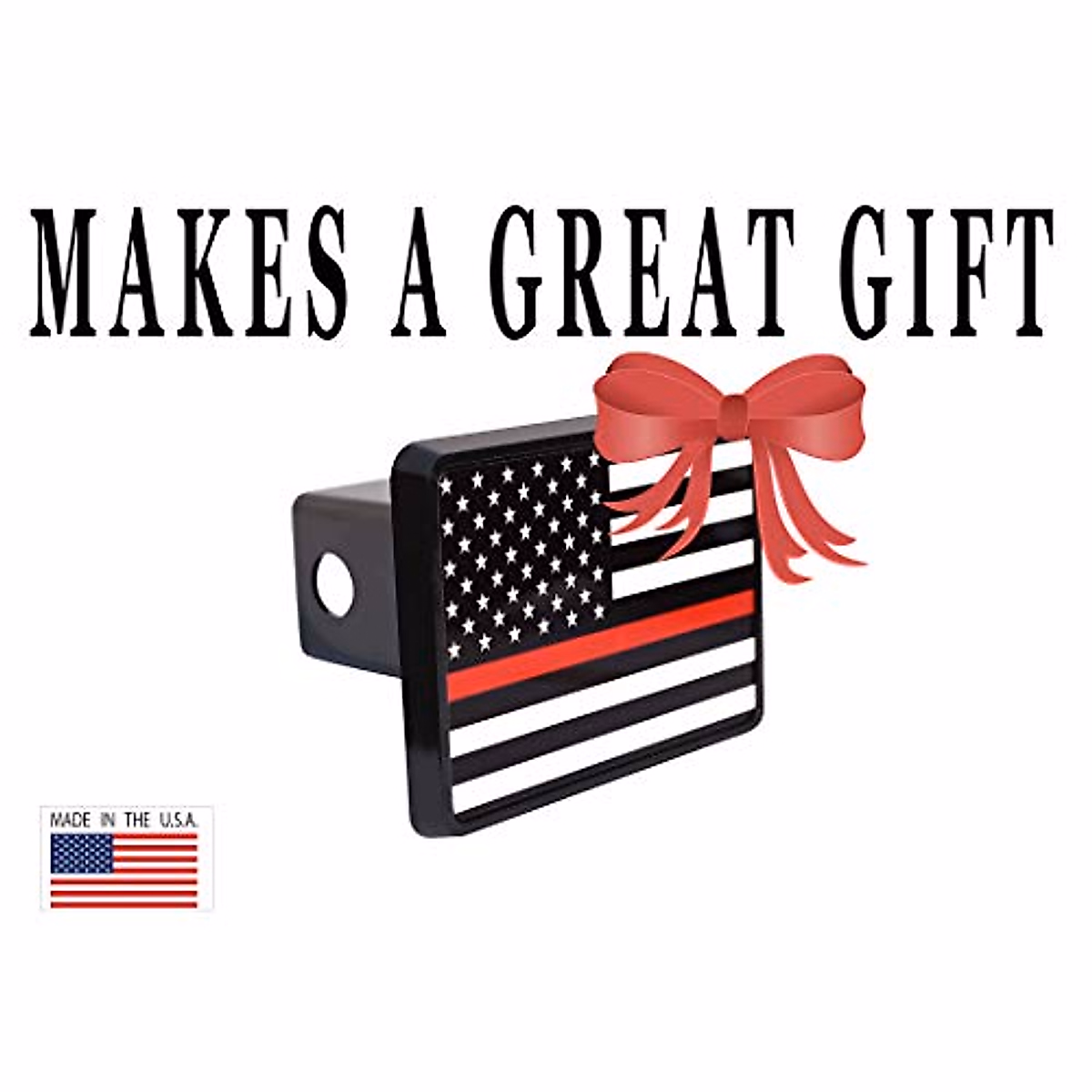 Thin Red Line Flag Trailer Hitch Cover Plug US Firefighter Fire Fighter Truck Department FD