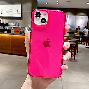 OWLSTAR Cute Neon for iPhone 14 Case & iPhone 13 Case Clear, Flexible Slim TPU Shockproof Transparent Bumper Protective Phone Case for Women and Girls (Hot Pink)