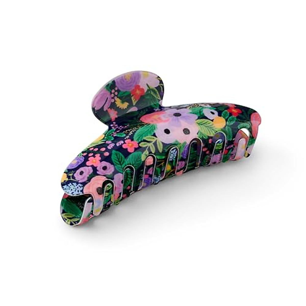 RIFLE PAPER CO. Large Claw Clip Set | Embroidered Fabric Headband, 100% Polyester, Soft Elastic Scrunchie Hair Bands (Bright Floral Pattern), Garden Party