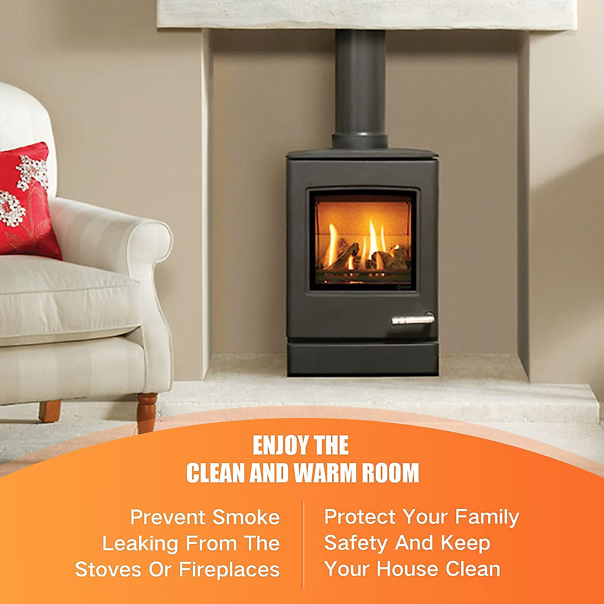 Stove Gasket Tape, Self Adhesive Flat Gasket for Stoves and Fireplaces, 1" Width 72" Length, High Temperature Fiberglass Flat Gasket Tape