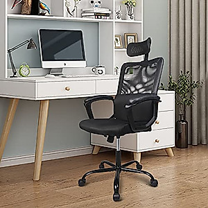 SMUG Office Ergonomic Mesh Home Headrest Computer Desk Chair, Black