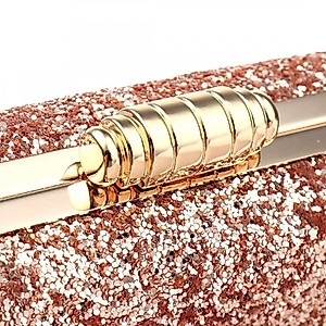 YYW Womens Clutch Evening Bag Wedding Party Purse and Shoulder Handbag (Rose gold color)