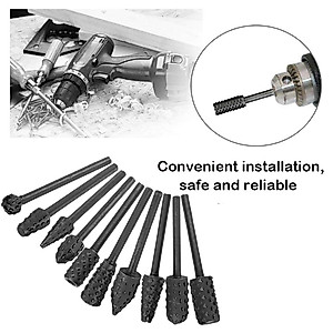 Bestgle 10Pcs 1/8''(3mm) Shank Rotary Burr Rasp Set Carbon Steel Wood Carving File Rasp Drill Bits Fit for Rotary Tools for DIY Woodworking Wood Plastic Carving Polishing Grinding Engraving