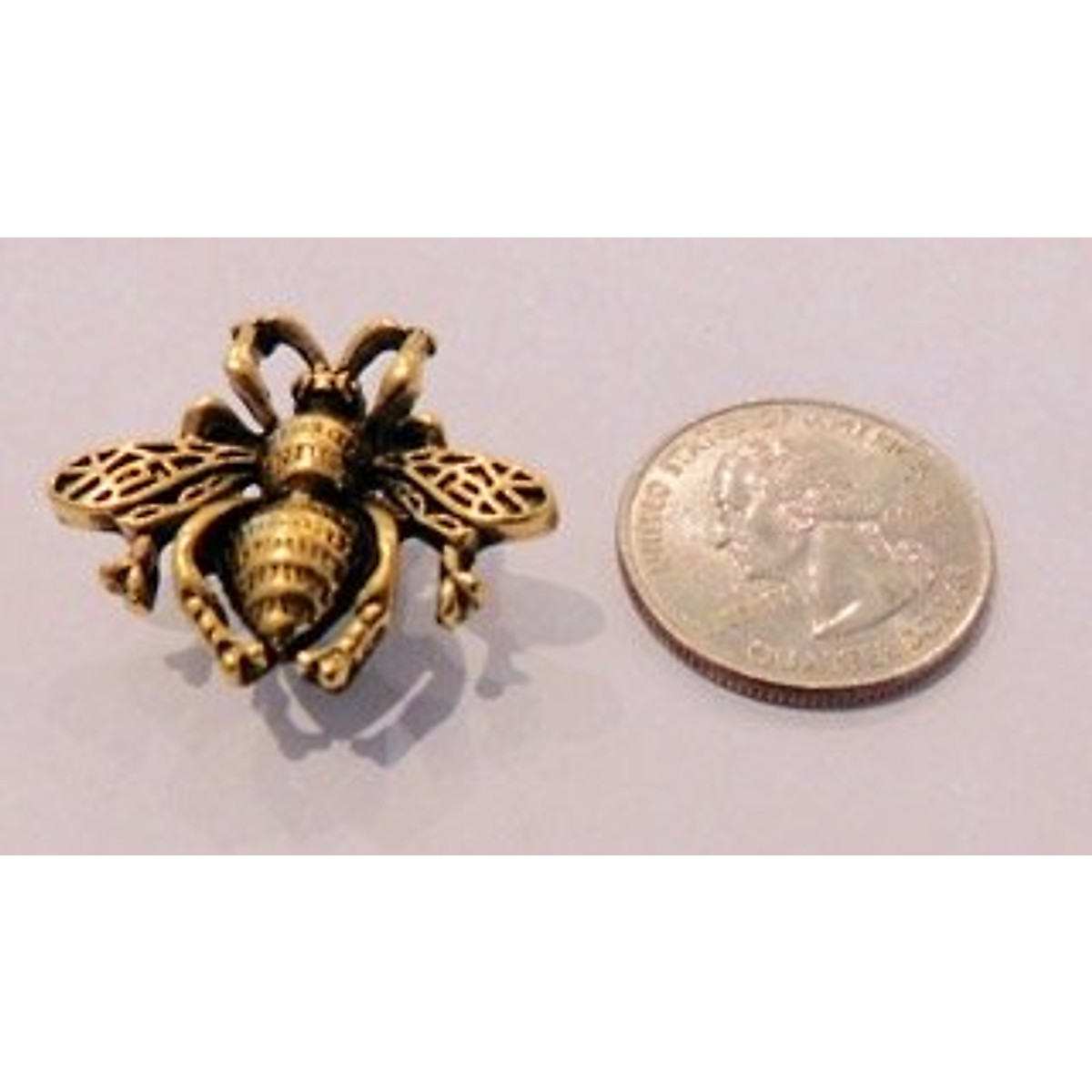 9PC Large Queen Bee Push Pins Antique Gold T-629AG