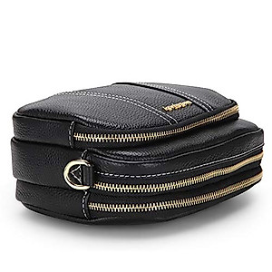 DORIS&JACKY Small Crossbody Bags for Women Soft Leather Double Zipper Shoulder Purse Designer Handbags with Adjustable Strap Black…