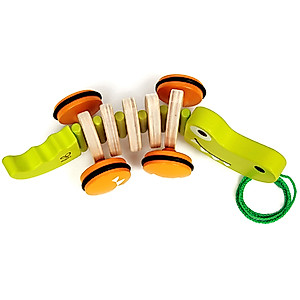 Hape Wooden Walk-A-Long Croc for Babies| Pull & Pull Walking Toy for Toddlers 12 Months and Up