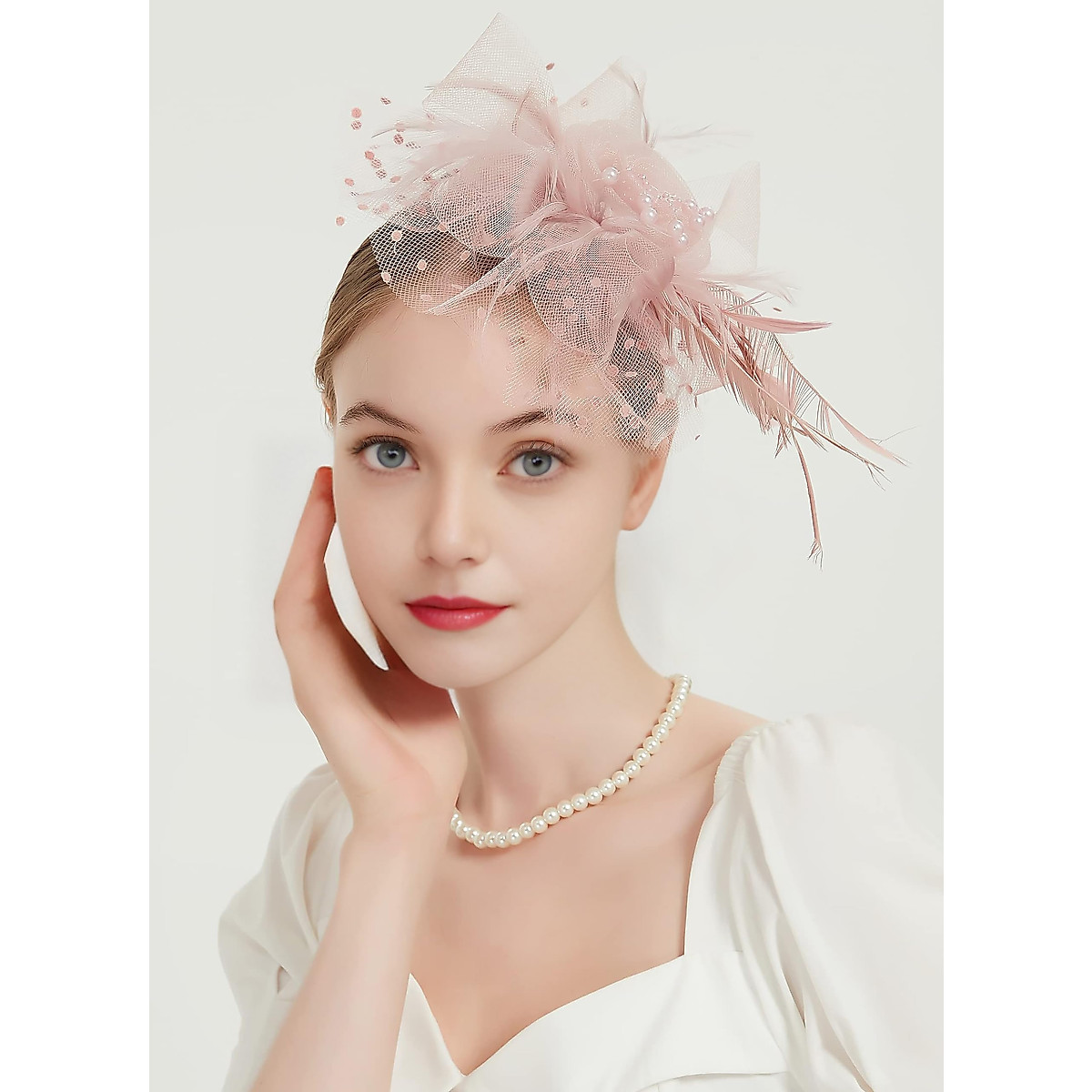 Litter Star Women Fashion Kentucky Derby Fascinators Pillbox Cocktail Headband Headwaer Hat for Wedding and Tea Patry (2-Dark Pink)