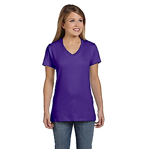 Hanes Women's Nano- V-Neck T-Shirt Purple X-Large