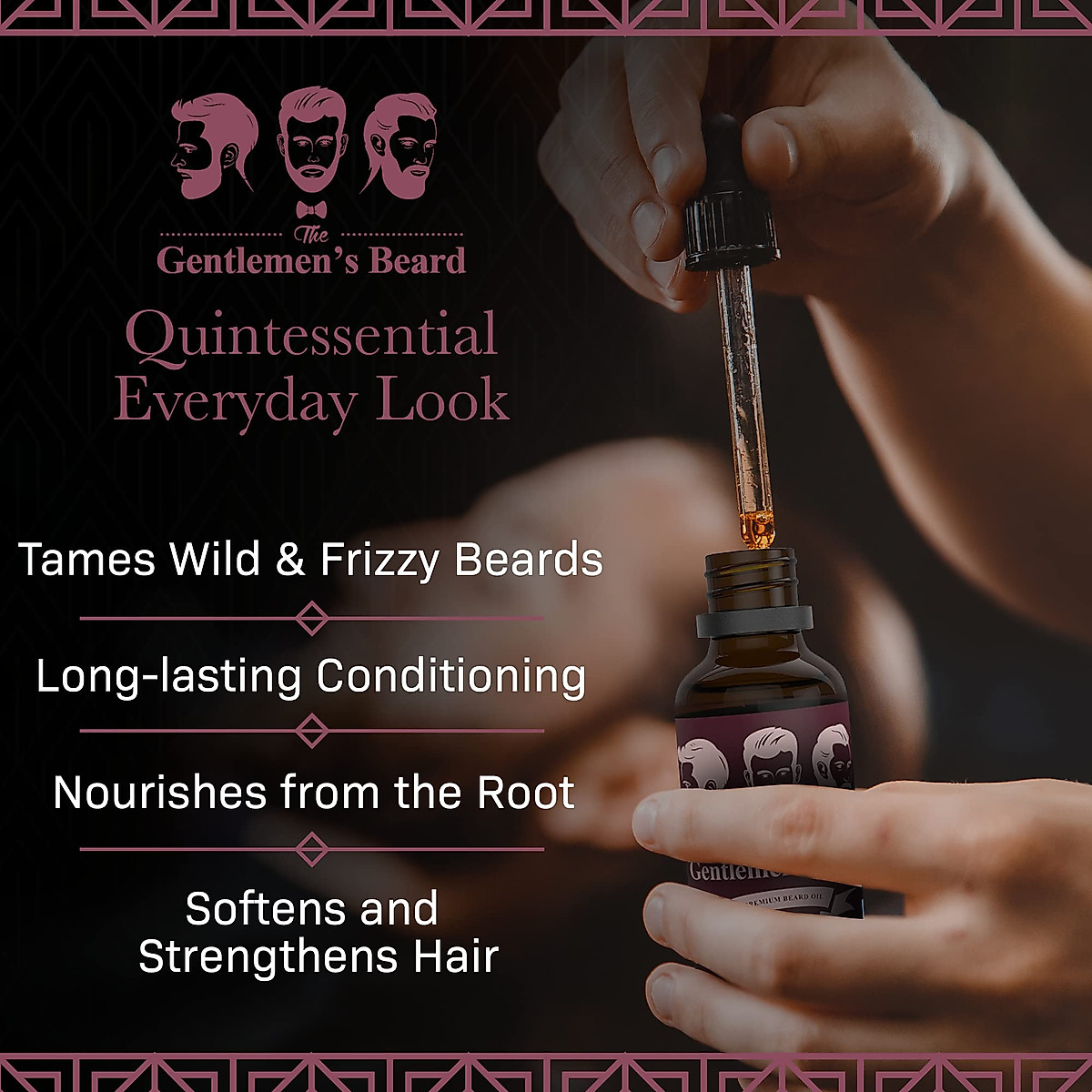 The Gentlemen's Beard Oil - Sandalwood - Conditioner Softener - All Natural - Softens, Strengthens and Promotes Beard & Mustache Growth - Leave In Conditioner