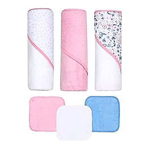 Super Soft Hooded Towel Set for Babies: 100% Cotton, 30x30 Inches, Perfect Cap Size, Pack of 3 Towels & 3 Washcloths for Newborns to Toddlers