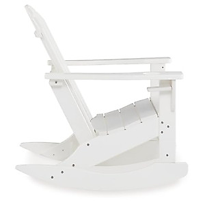 Signature Design by Ashley Sundown Treasure Cottage Weather Resistant Outdoor Rocking Chair with 1 Cup Holder, White