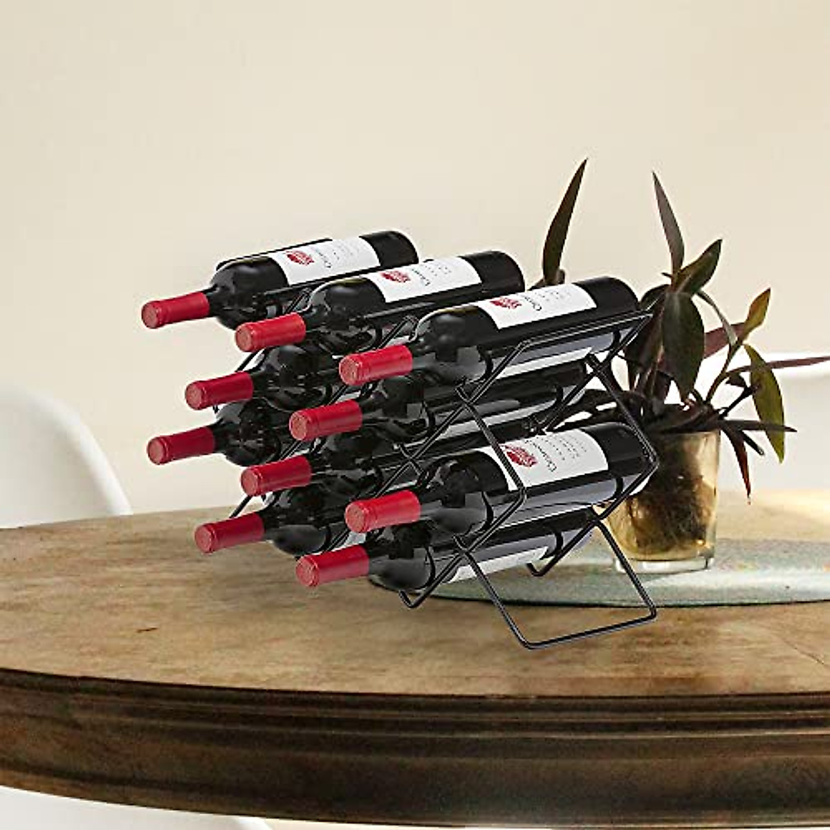 Mango Steam 10 Bottle Countertop Wine Rack (Black)